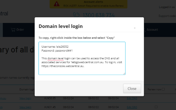 How to log in to your Webcentral account