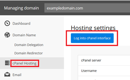 Log into cPanel